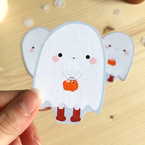 STICKER Cute Ghost Sticker Handmade Vinyl Sticker Laptop | Etsy