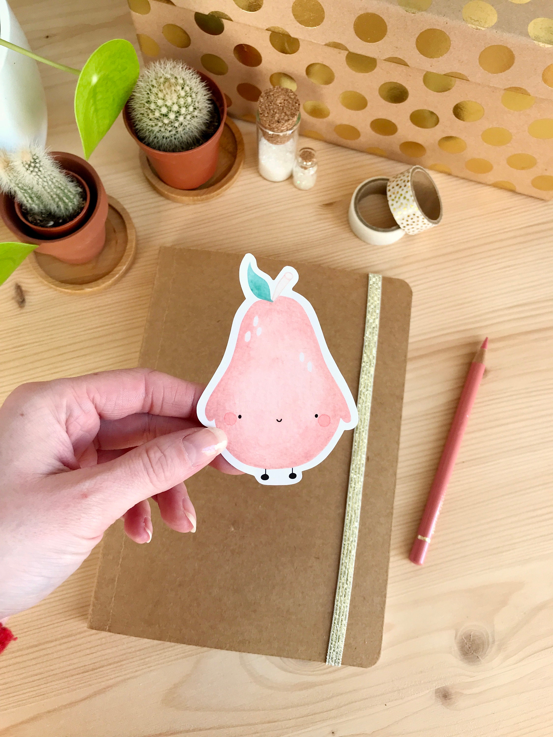 STICKER Watercolor Vinyl Matte Pear Sticker Handmade - Etsy