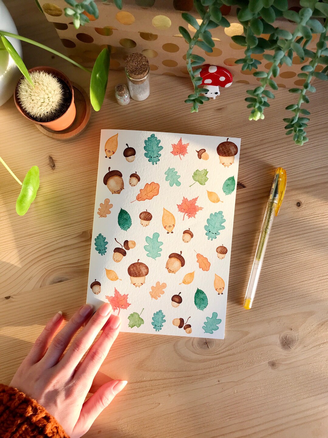 NOTEBOOK - Watercolor Fall Leaves and Acorns Notebook - Etsy