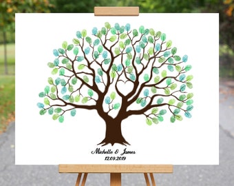 Printable Fingerprint Tree hand-drawn customizable Thumbprint Tree ...
