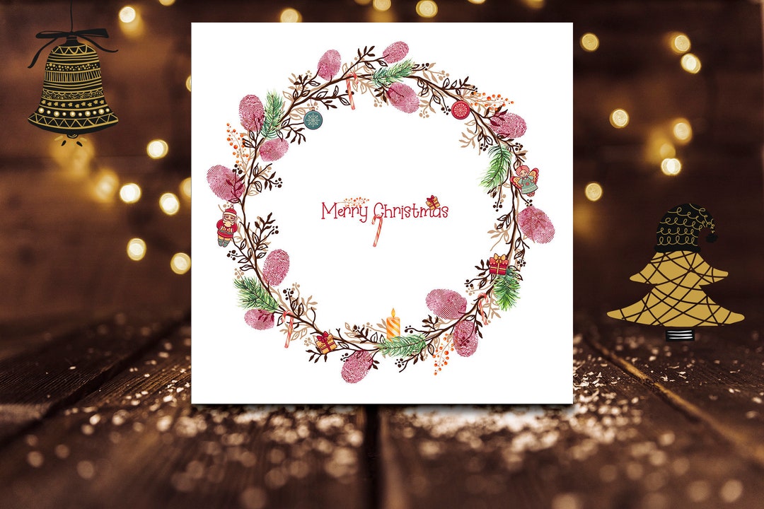 Christmas Fingerprint Wreath - Decoration Christmas Party Thumbprint ...