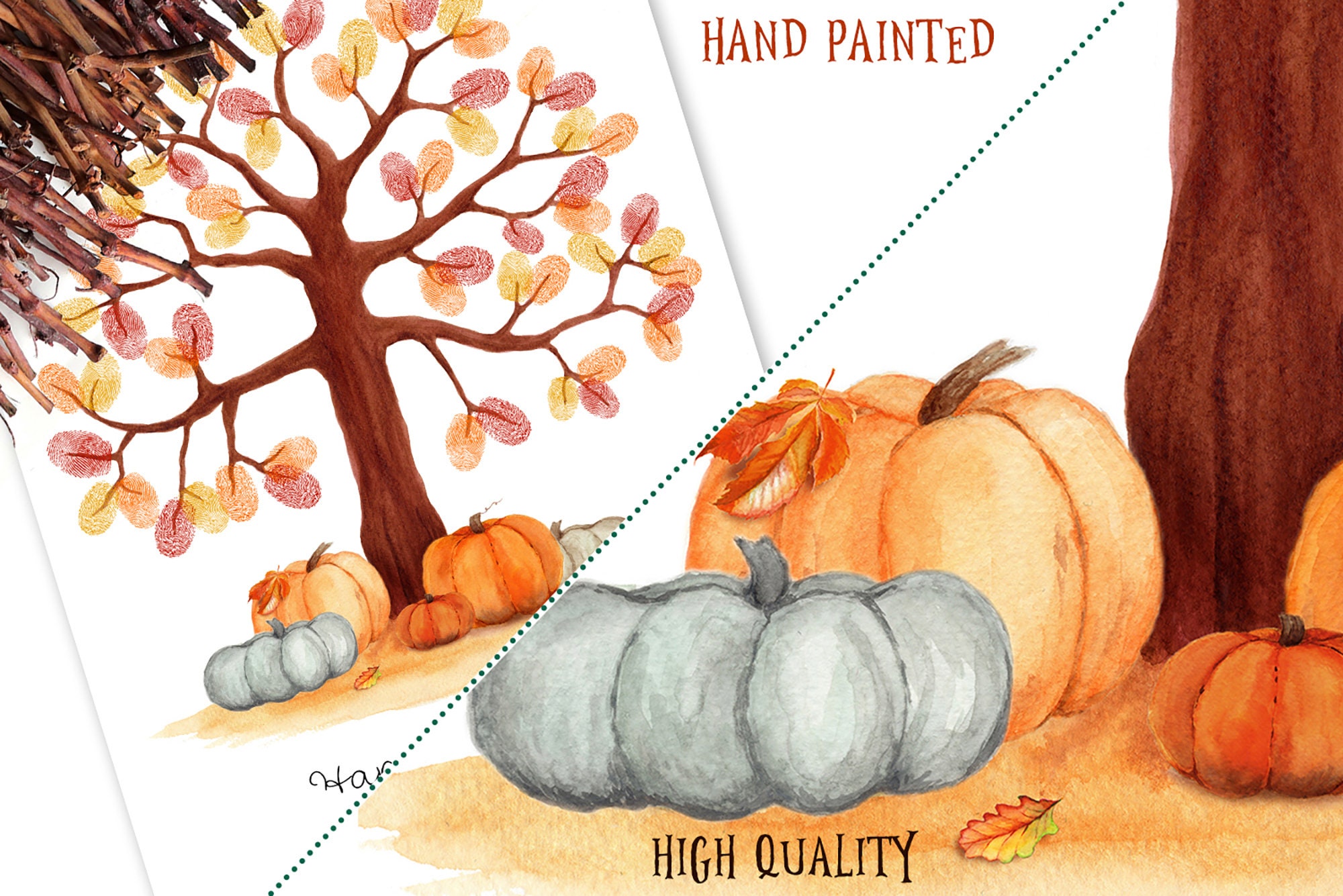 Halloween Instant Download Fingerprint Tree Guest Book Party Art ...