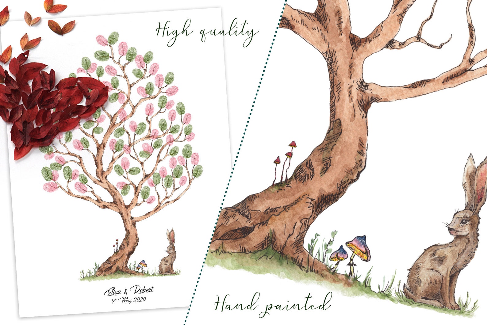 Elisa Tree With Bunny Instant Download Fingerprint Decoration - Etsy