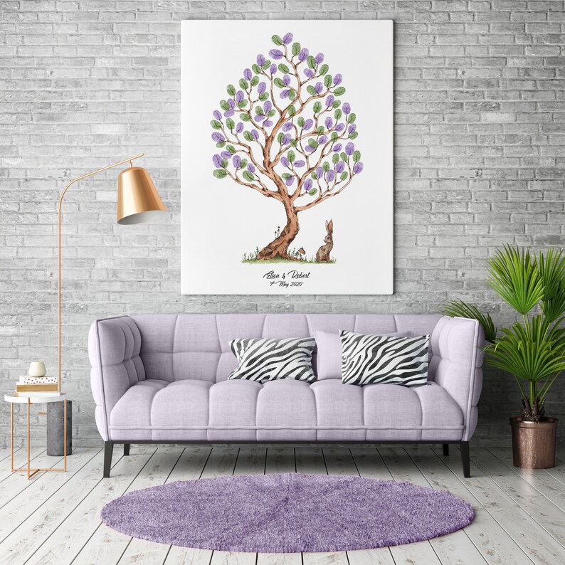 Fingerprint Tree Guest Book: Bunny Birthday, Wedding Memory (digital ...