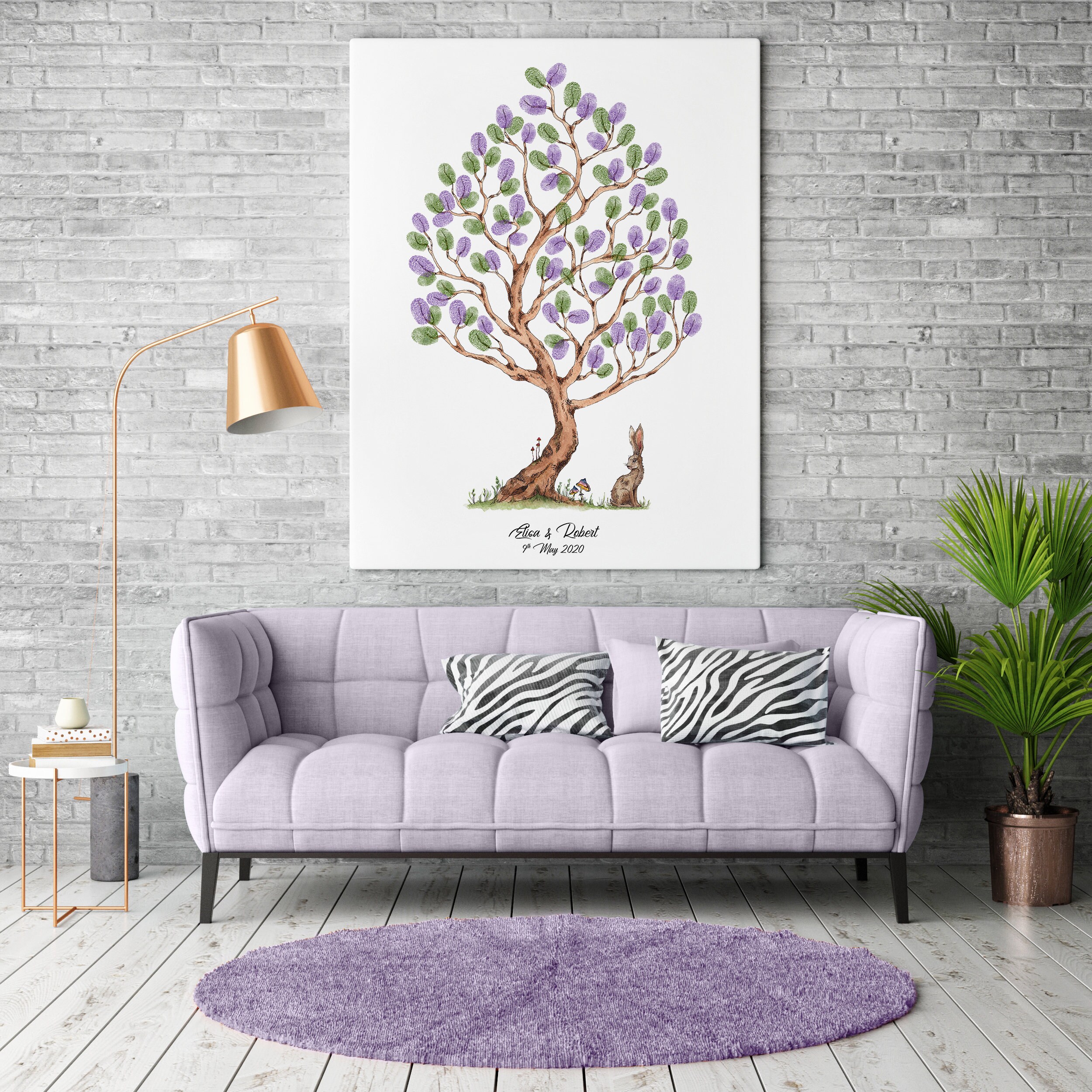 Elisa Tree With Bunny Instant Download Fingerprint Decoration Birthday ...
