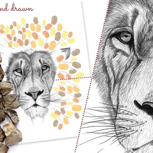 Lion for Fingerprints Instant Download Decoration Wedding Birthday ...