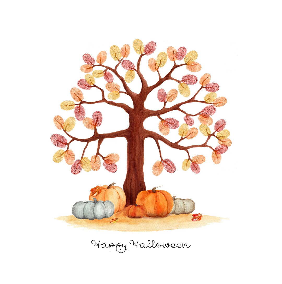Halloween Instant Download Fingerprint Tree Guest Book Party Art ...