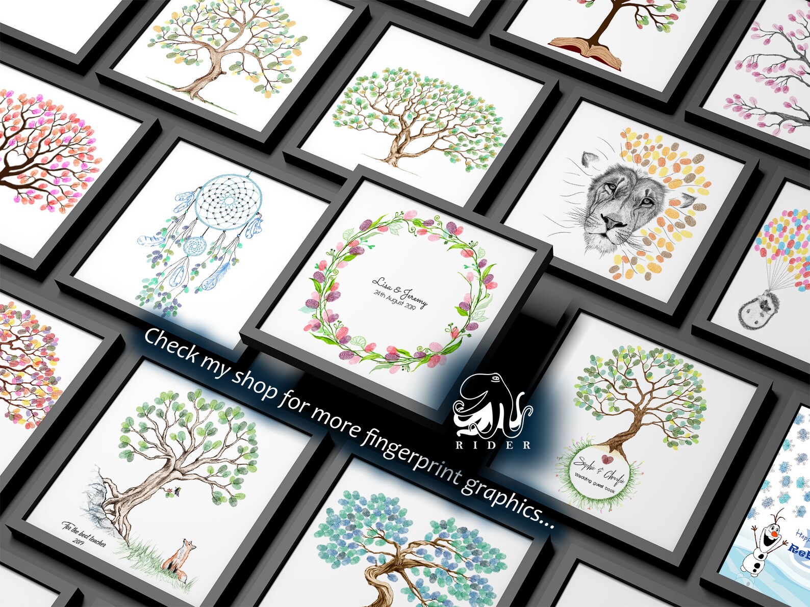 Elisa Tree With Bunny Instant Download Fingerprint Decoration Birthday ...