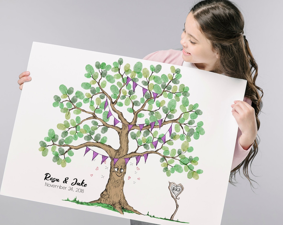 Tree With Faces Fingerprint Custom Decorations Wedding Thumbprint ...