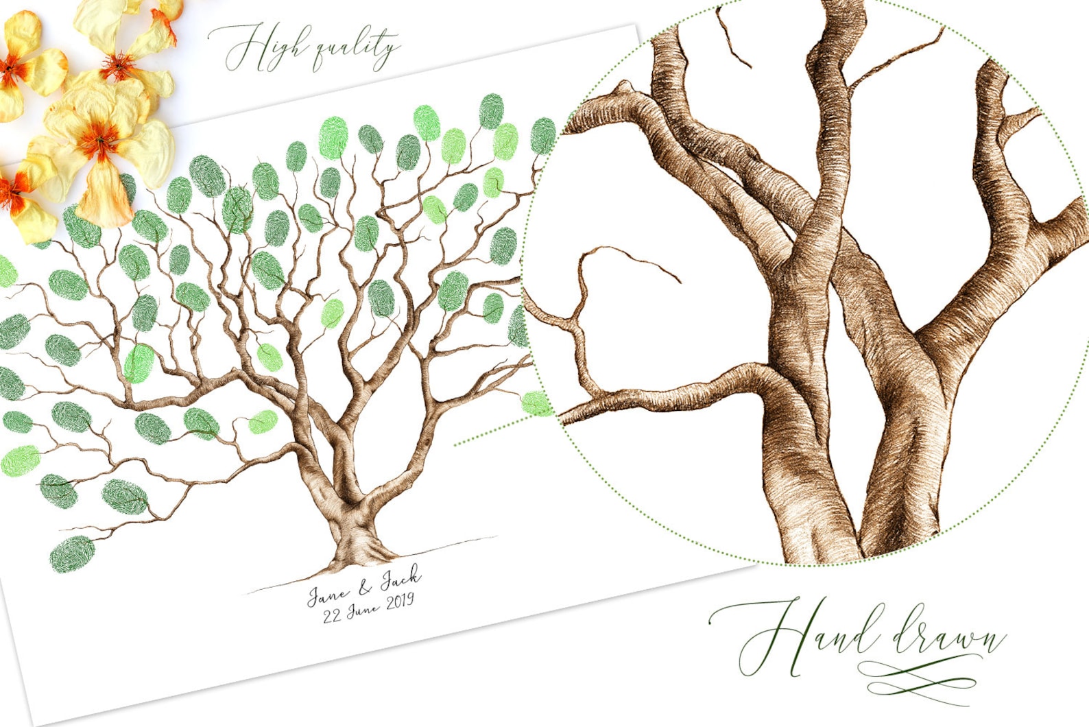 Main Wedding Fingerprint Tree Instant Download Decoration - Etsy