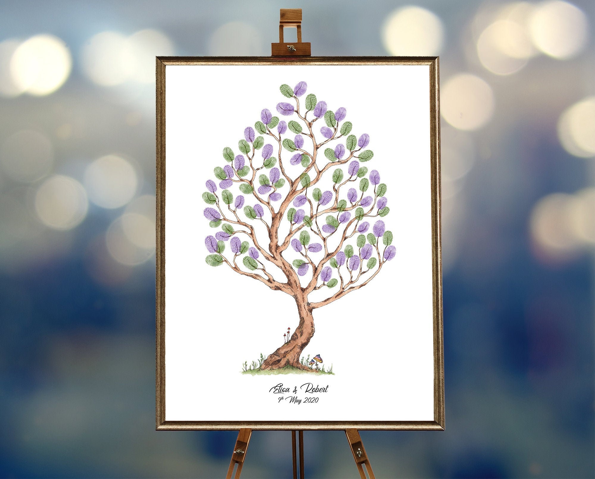 Fingerprint Tree Guest Book: Bunny Birthday, Wedding Memory (digital ...