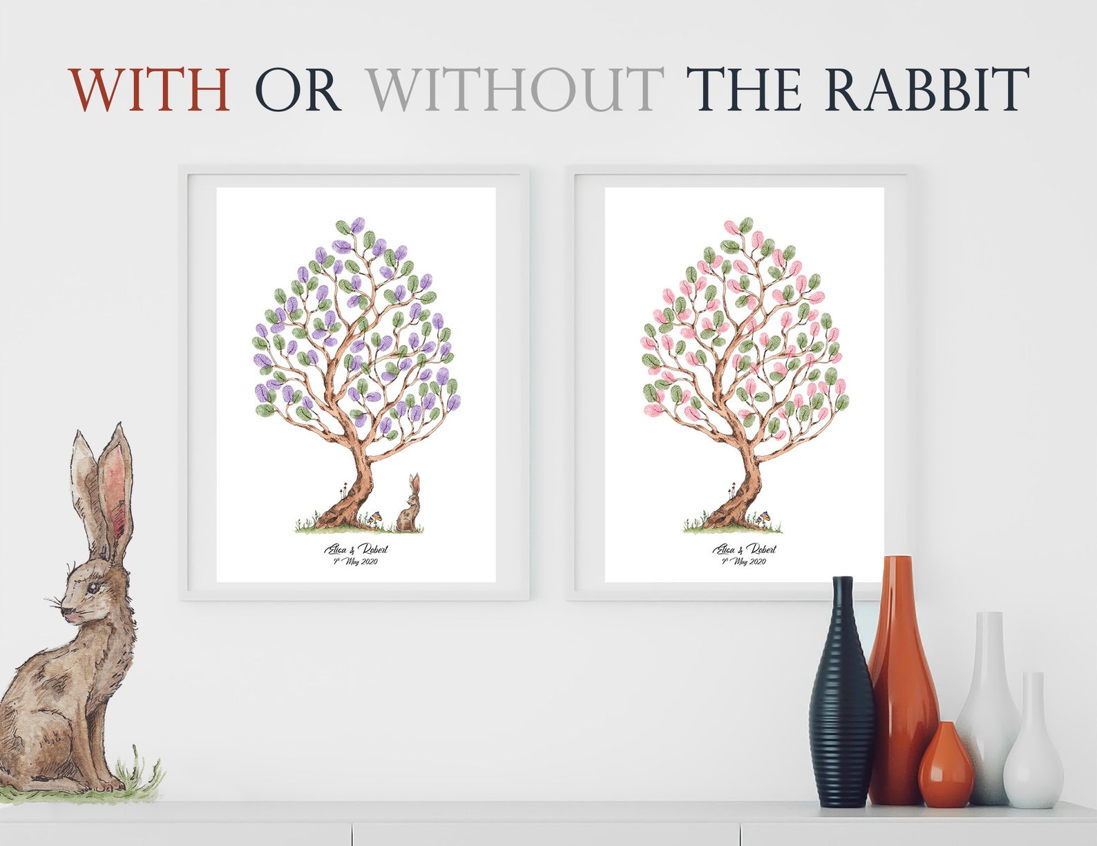 Elisa Tree With Bunny Instant Download Fingerprint Decoration Birthday ...