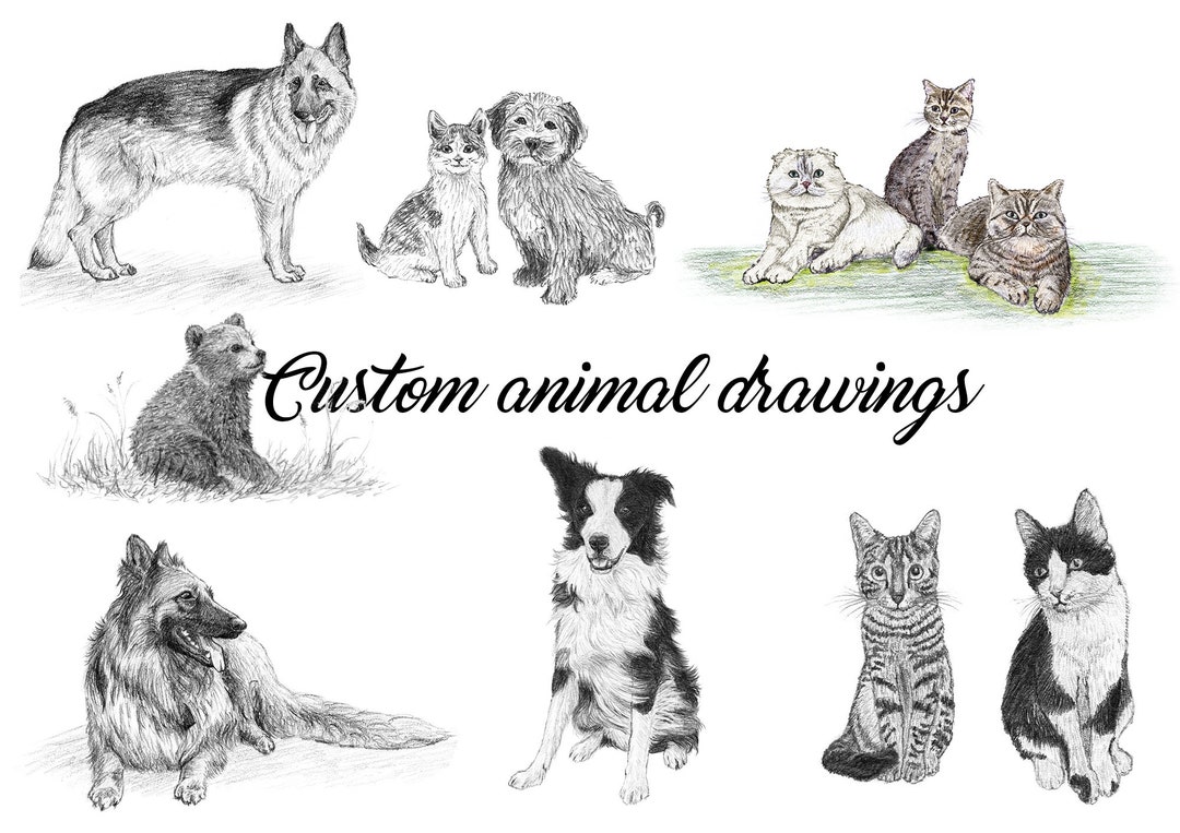 Custom Animal Drawing - to Adding to the Fingerprint Trees - Etsy