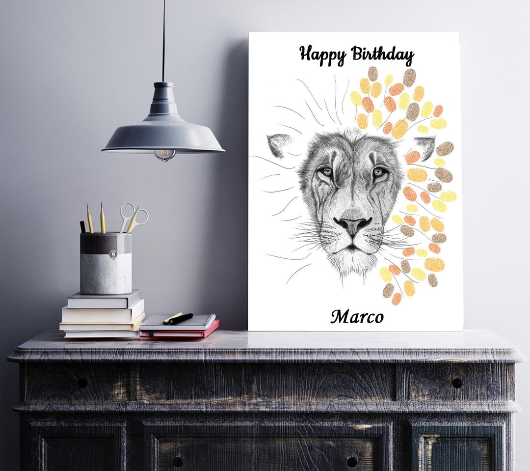 Lion for Fingerprints Instant Download Decoration Wedding Birthday ...