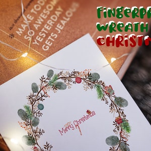 Christmas Fingerprint Wreath - Decoration Christmas Party Thumbprint ...