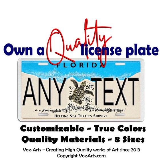 Florida Sea Turtles License Plate Custom Personalized Tag Car | Etsy