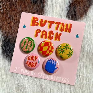 CHOOSE FIVE* 1” Groovy Style Pastel Button Pin Pack, Aesthetic Buttons ...