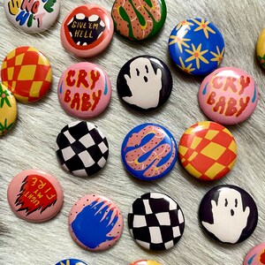 CHOOSE FIVE* 1” Groovy Style Pastel Button Pin Pack, Aesthetic Buttons ...