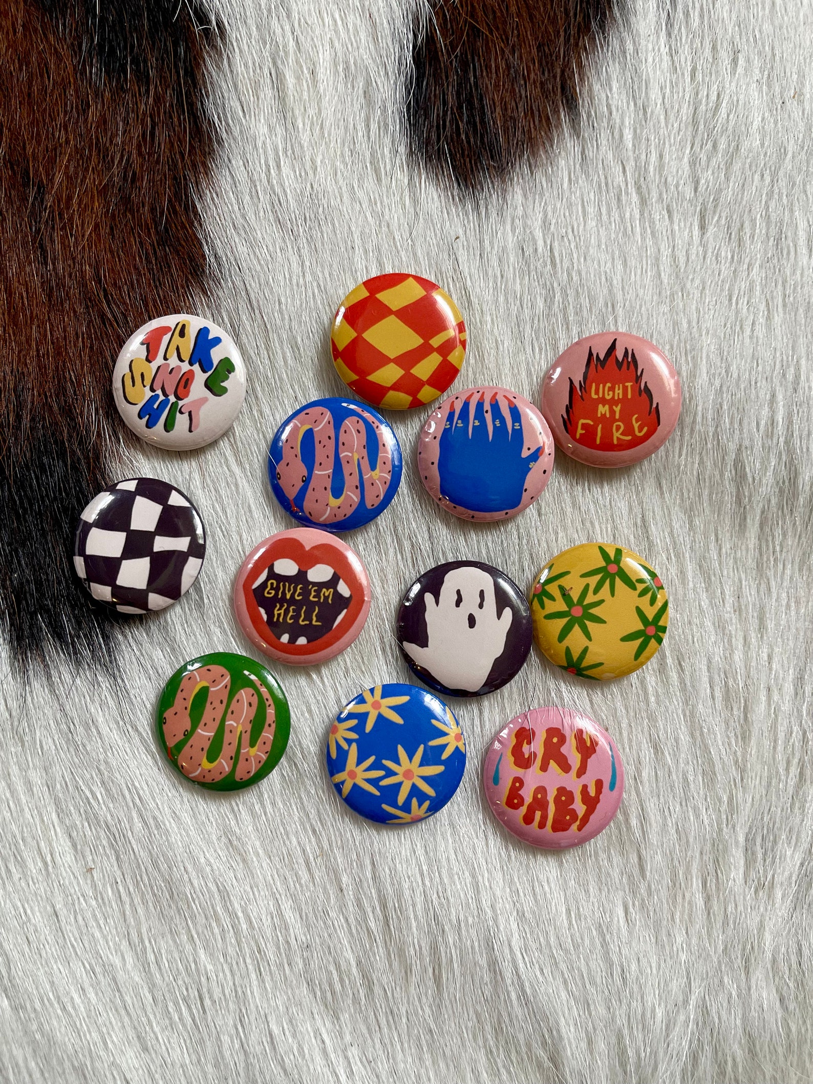 CHOOSE FIVE // 1 Groovy Style Pastel Button Pin Pack // - Etsy