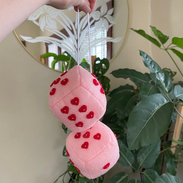 Fuzzy Dice With Hearts - Etsy