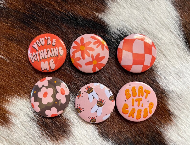 37mm Metal Pin Button Pack / Trendy Pastel Pins / Patterned Buttons ...