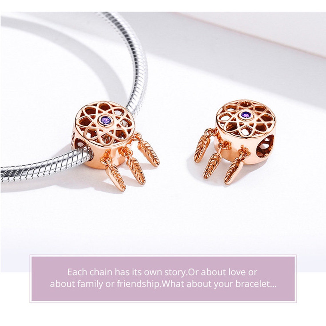 Rose Gold Dream Catcher Bead Fits Pandora Charm Bracelet Pendant - Etsy