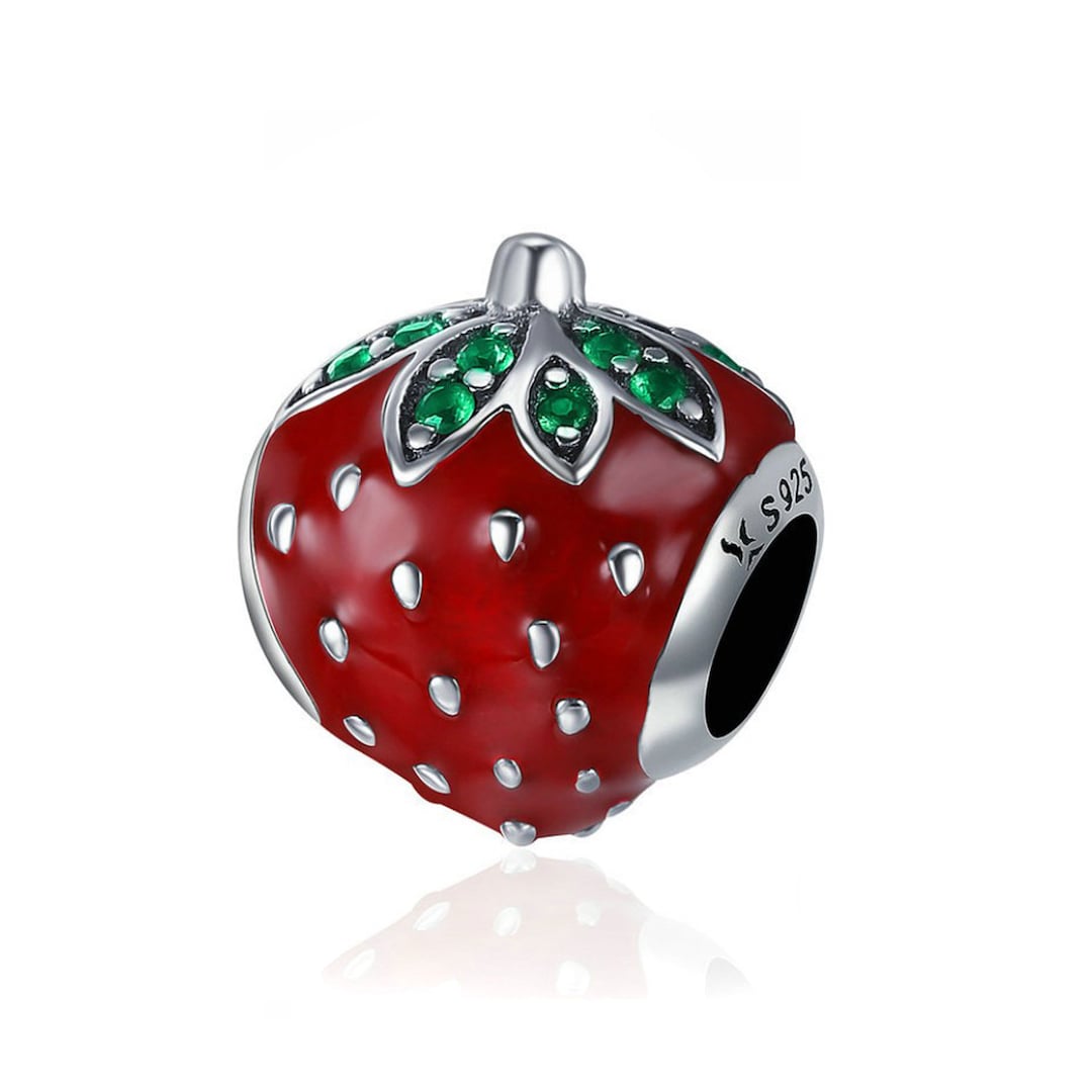 925 Sterling Silver Strawberry Charm Bead Fits European Charm Bracelet - Etsy