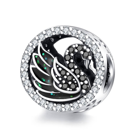 925 Sterling Silver Black Swan Charm Bead Fits European Charm - Etsy