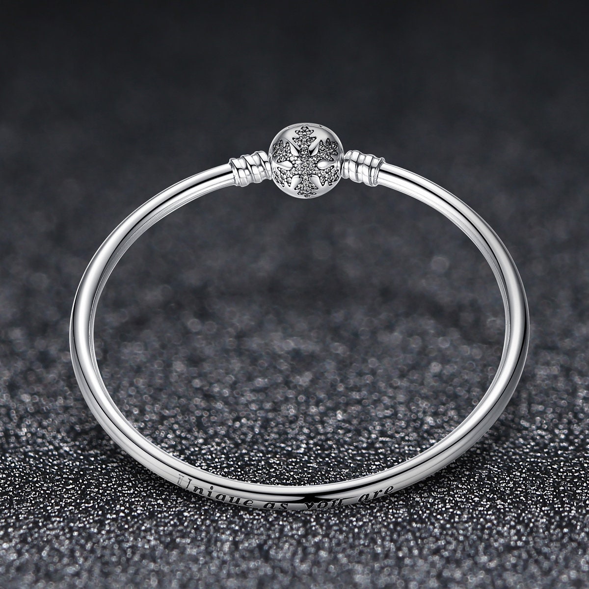 Solid 925 Sterling Silver Snowflake Pattern Snap Clasp Classic - Etsy