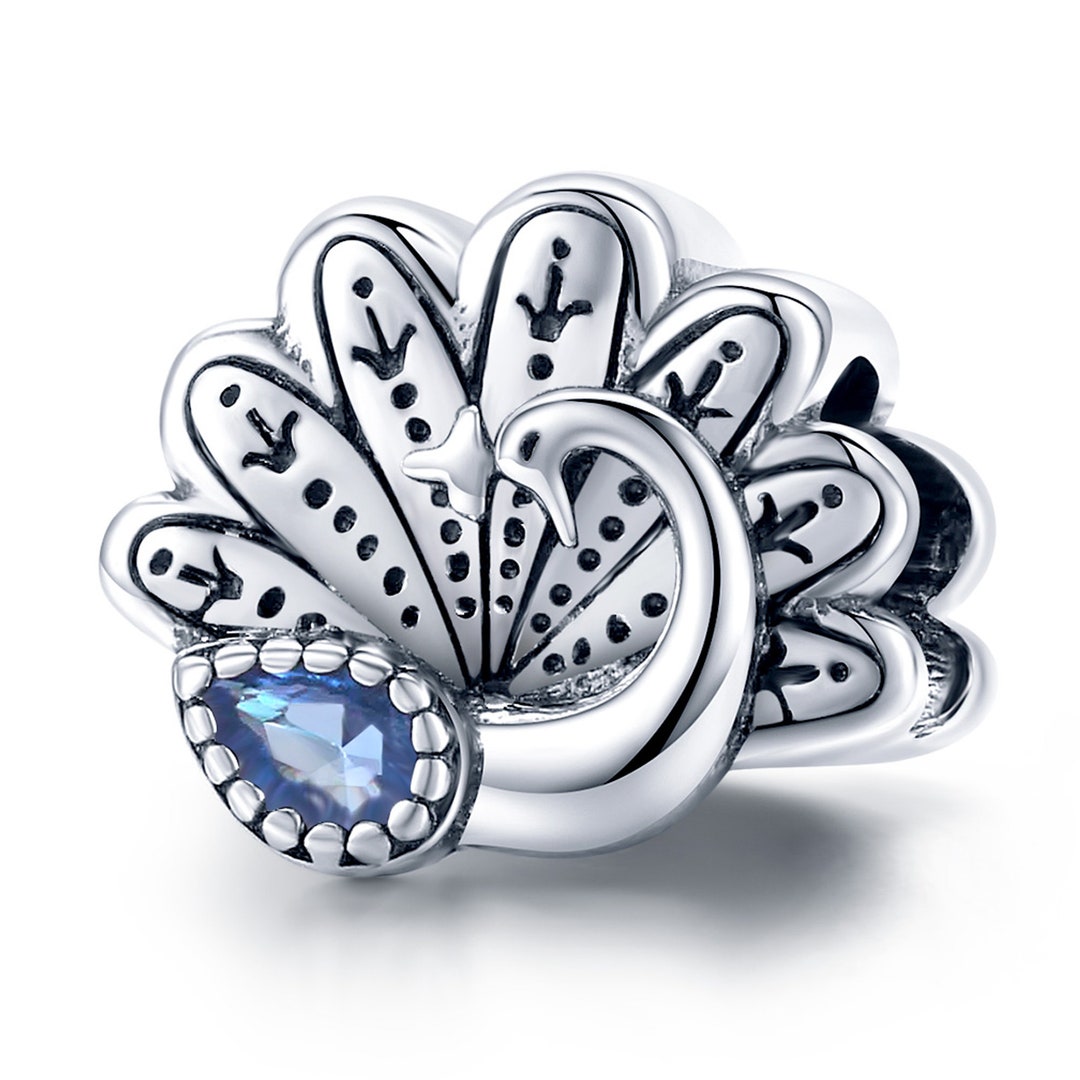 925 Sterling Silver Peacock Space Charm Bead Fits European Charm ...