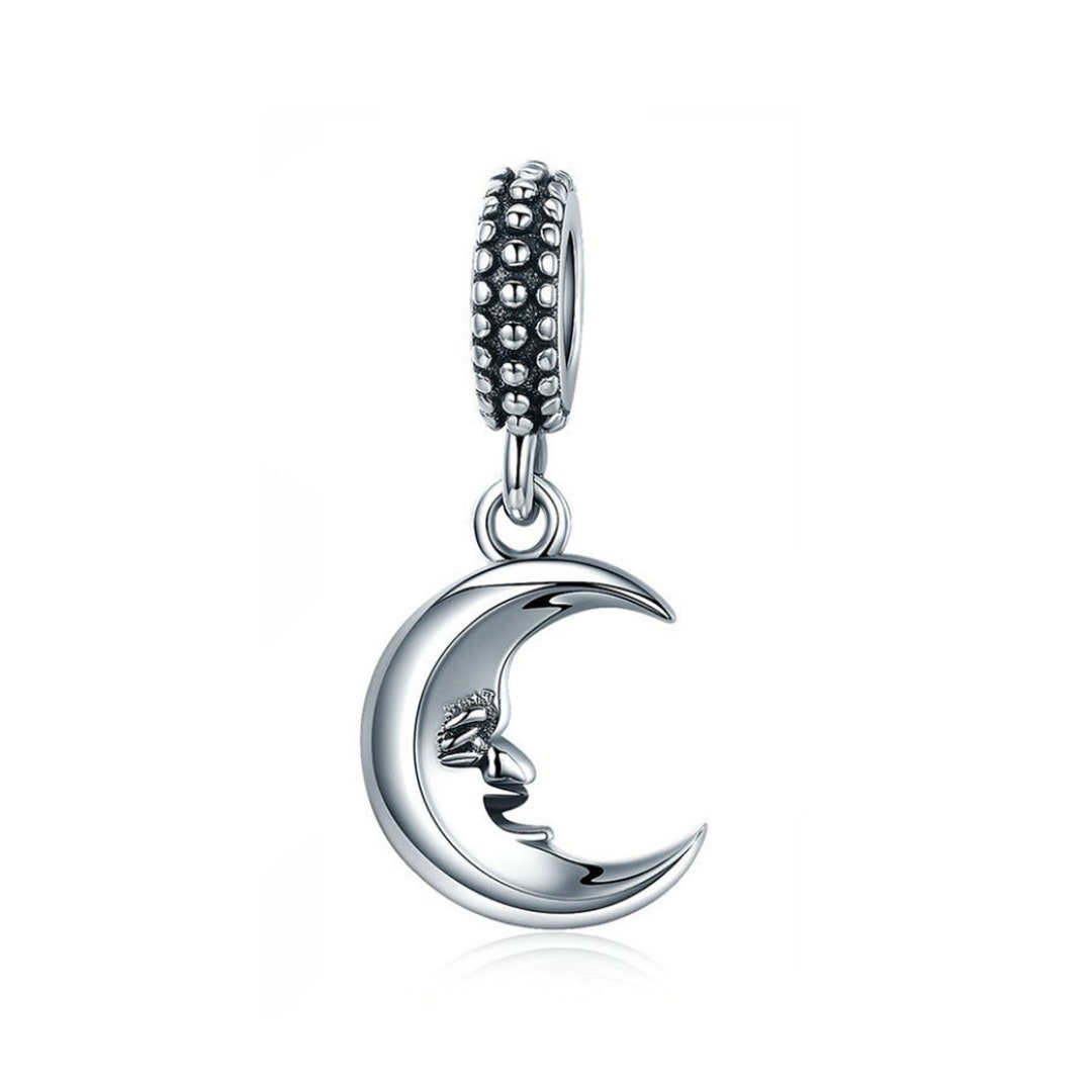 925 Sterling Silver Moon Charm Bead Fits European Charm Bracelet ...