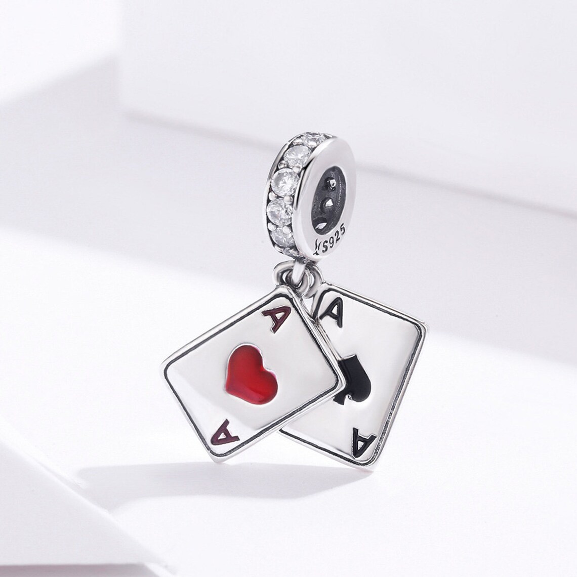 925 Sterling Silver Poker Card Charm Bead Fits European Charm | Etsy