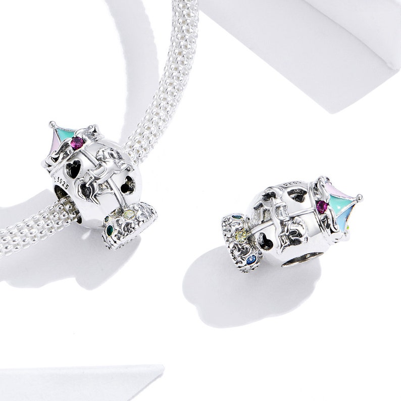 925 Sterling Silver Enamel Merry-go-around Charm Bead Fits - Etsy