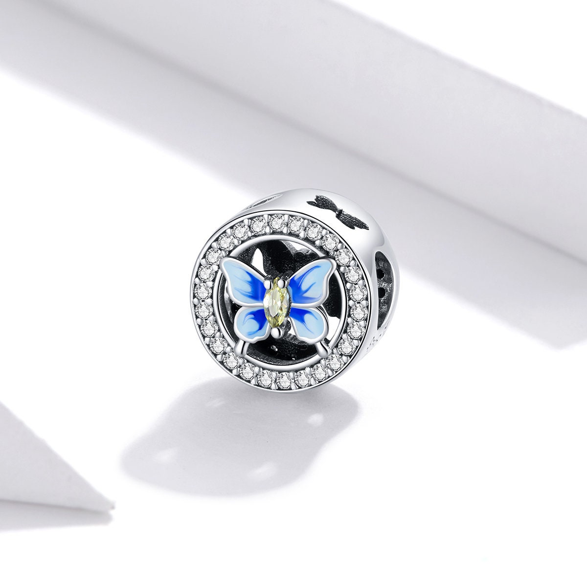 925 Sterling Silver Blue Butterfly Charm Bead Fits European Charm ...