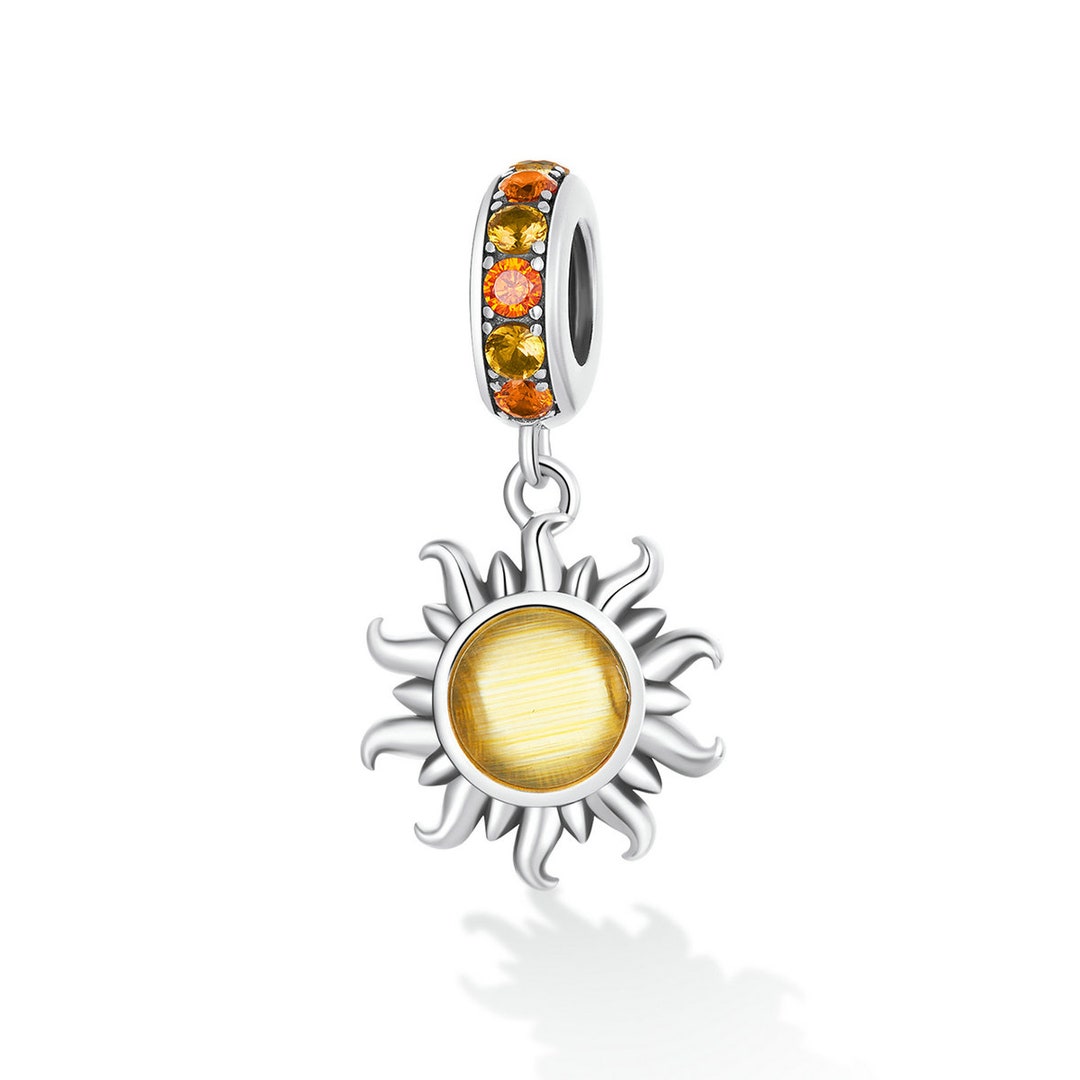 925 Sterling Silver Golden Sun Charm Bead Fits European Charm Bracelet ...