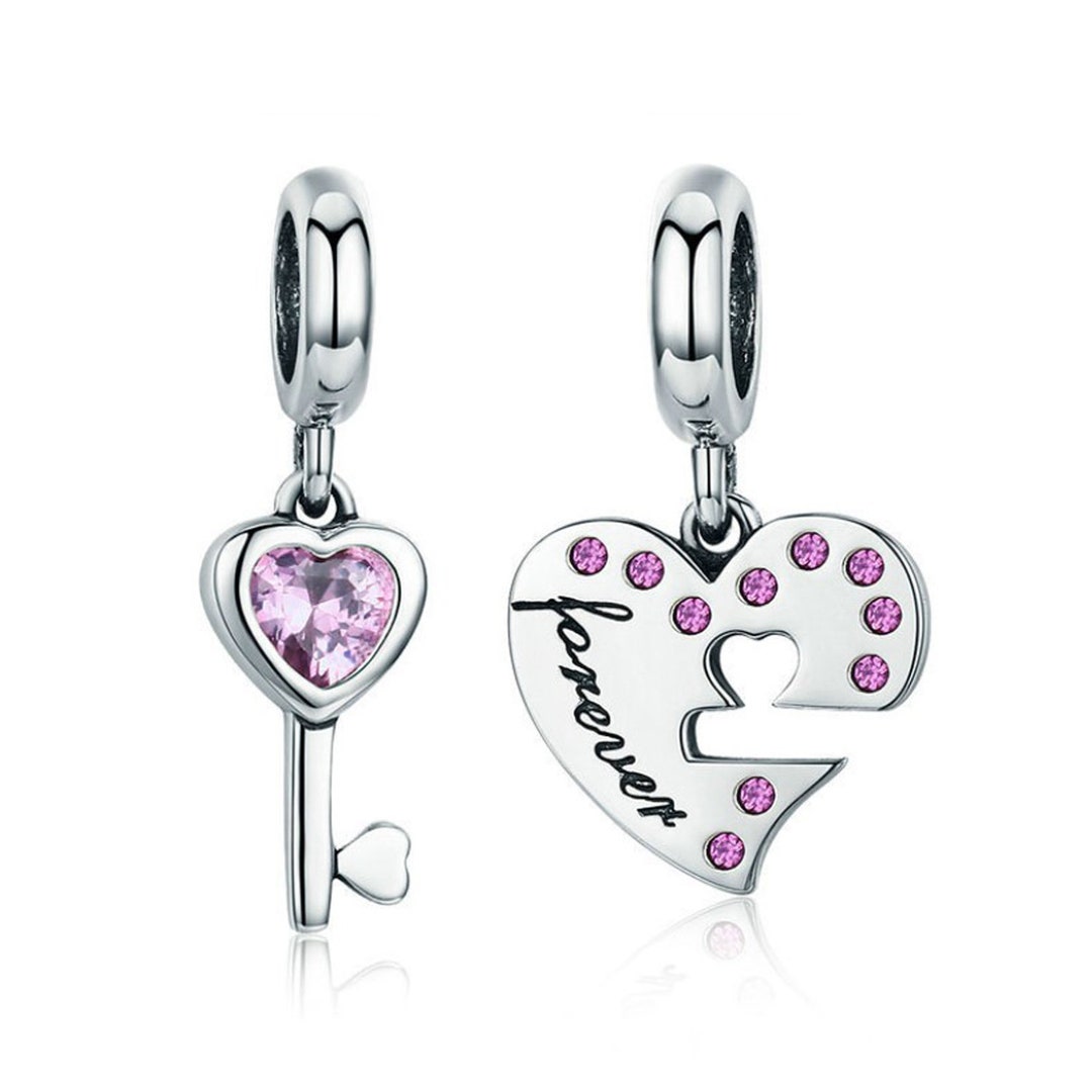 925 Sterling Silver Love Key Charm Bead Fits Charm Bracelet Pendant - Etsy