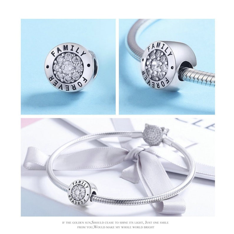 925 Sterling Silver Forever Family Charm Bead Fits European Charm ...