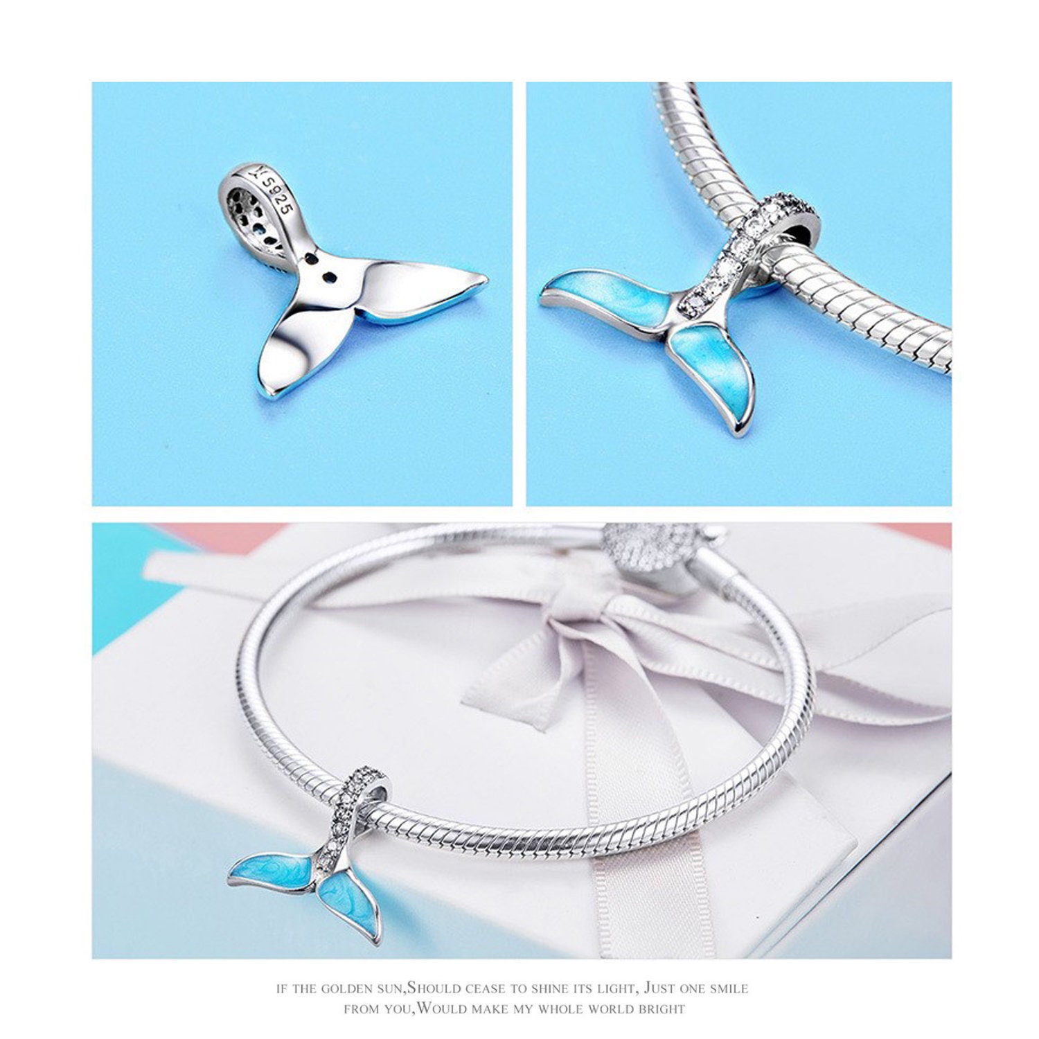 925 Sterling Silver Mermaid Tail Charm Bead for European Charm | Etsy