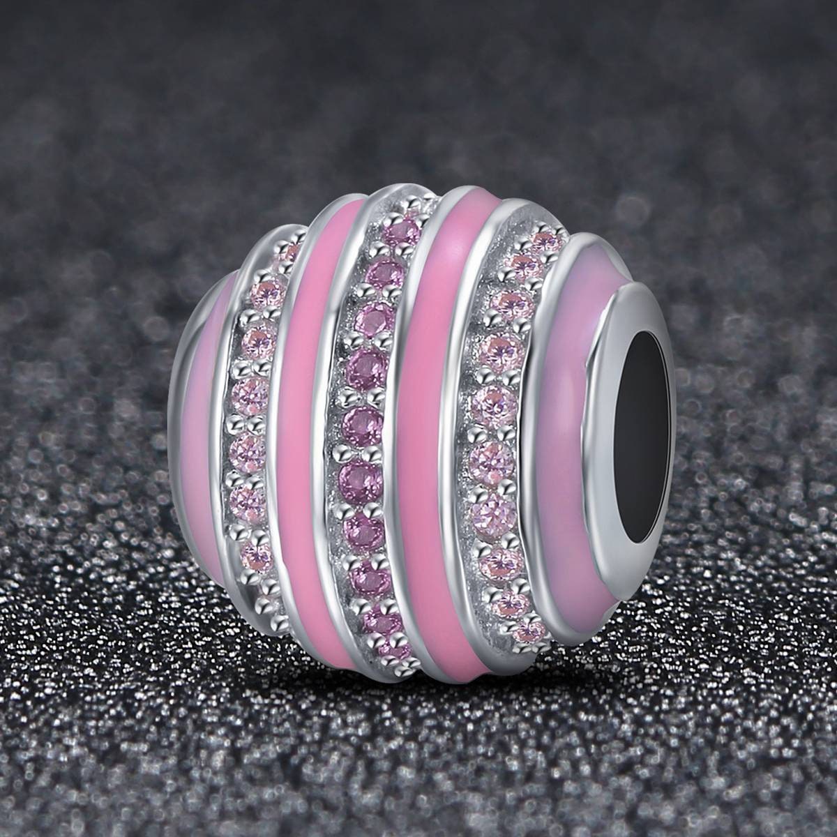 925 Sterling Silver Pink Enamel Charm Bead Fits Charm Bracelet | Etsy