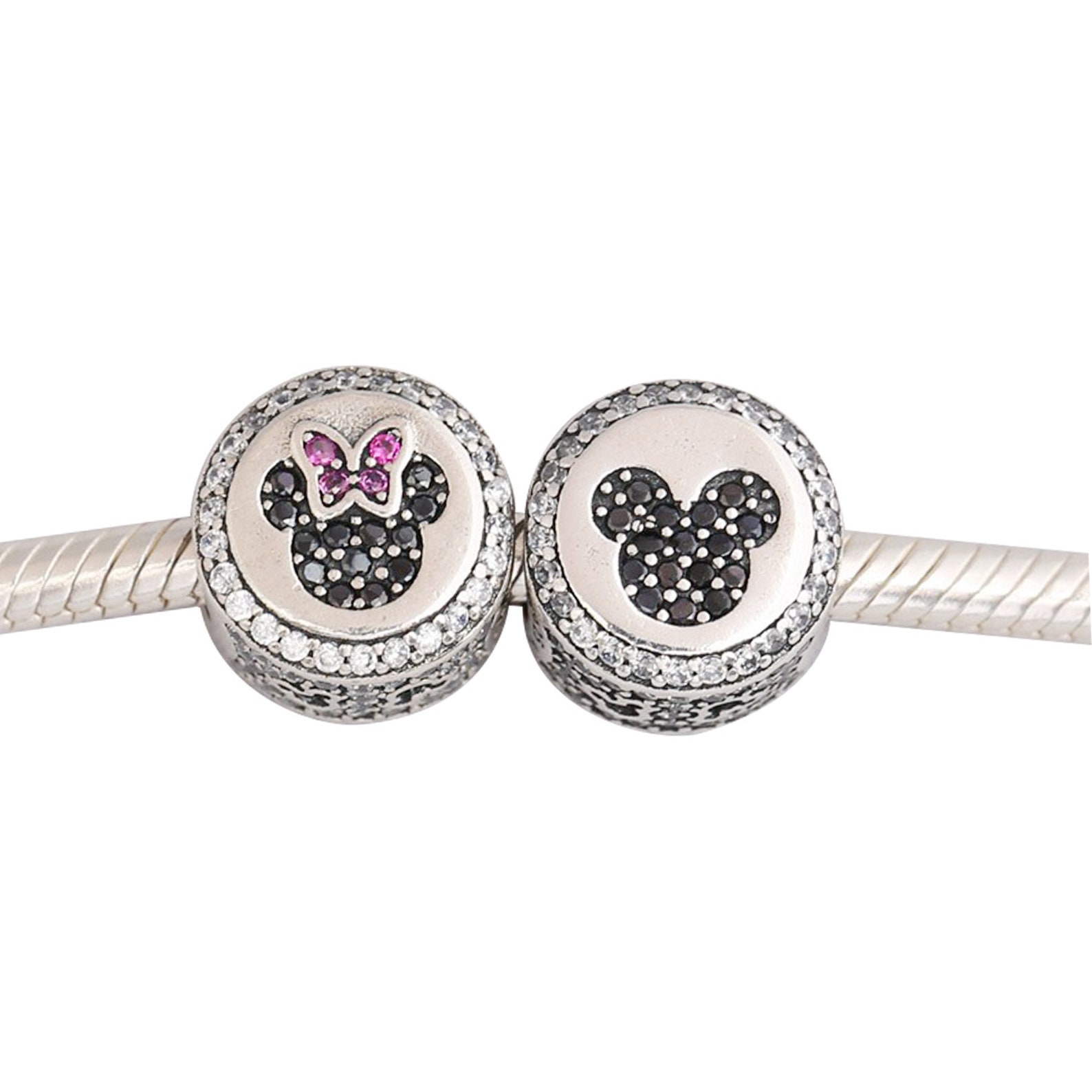 Authentic 925 Sterling Silver Charm Mickey Minnie Mouse Bead - Etsy