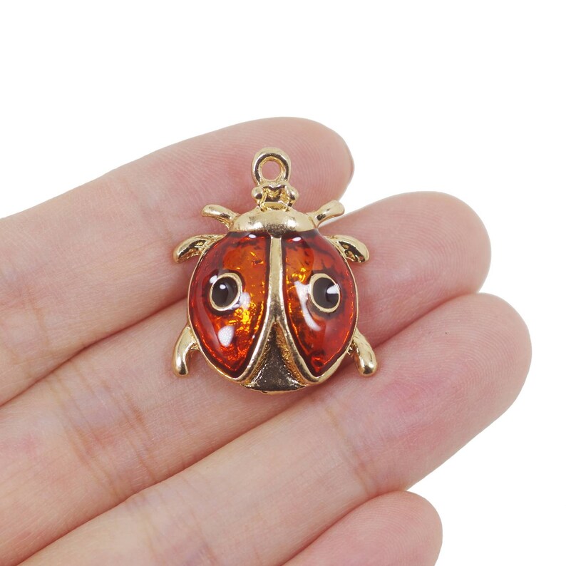 5 Pcs Ladybug Enamel Charm Craft Supplies 24mmx20mm | Etsy
