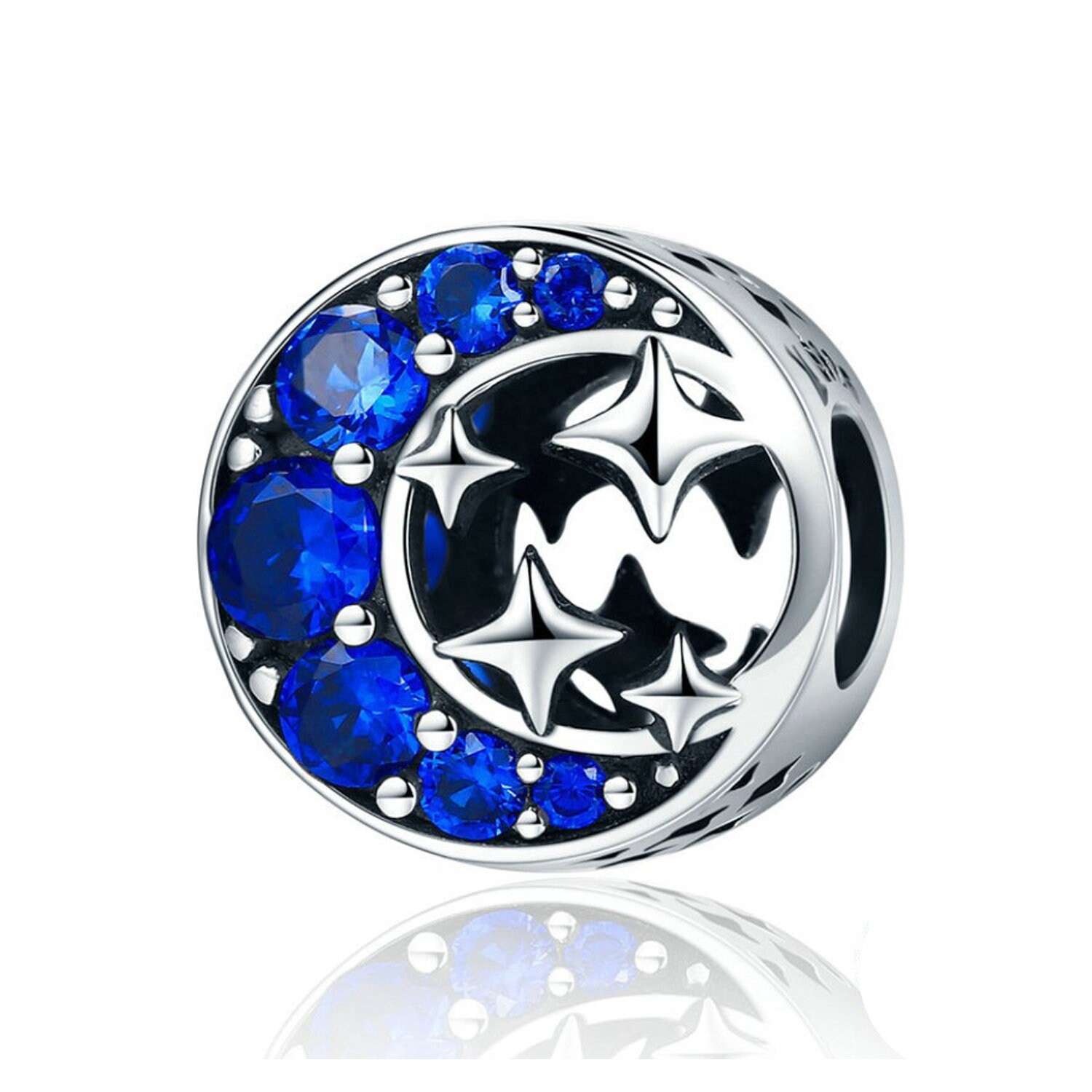 Authentic 925 Sterling Silver Star and Moon Bead Fits European Charm ...
