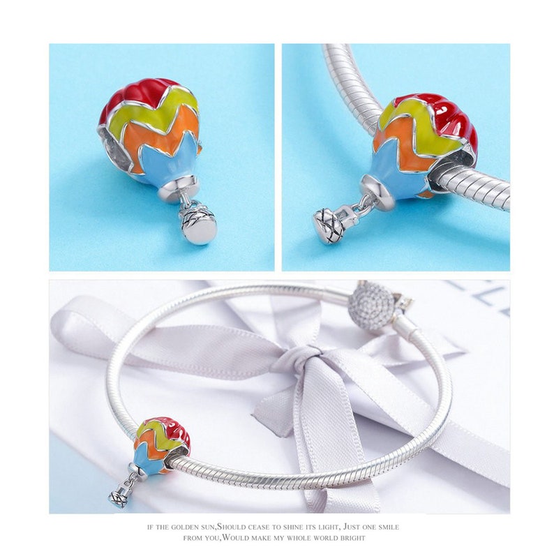 925 Sterling Silver Turkey Hot Air Balloon Charm Bead for - Etsy