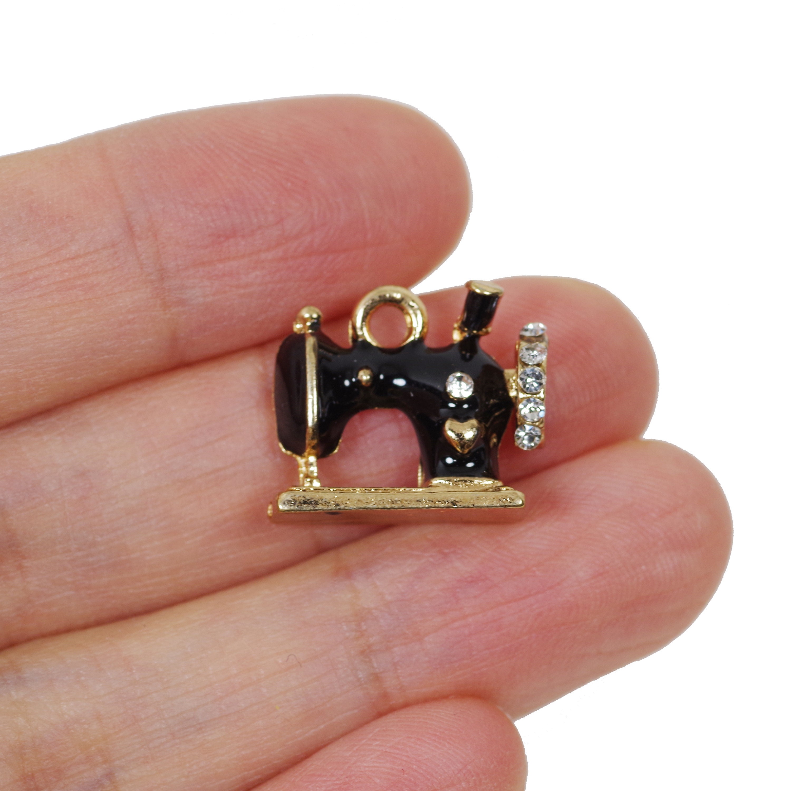 4 Pcs 3D Sewing Machine Enamel Charm Gold Plated Pendant 13mm | Etsy
