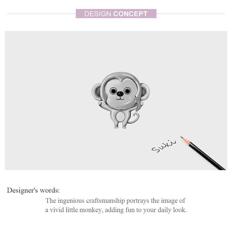 925 Sterling Silver Monkey With Banana Bead Fits European | Etsy