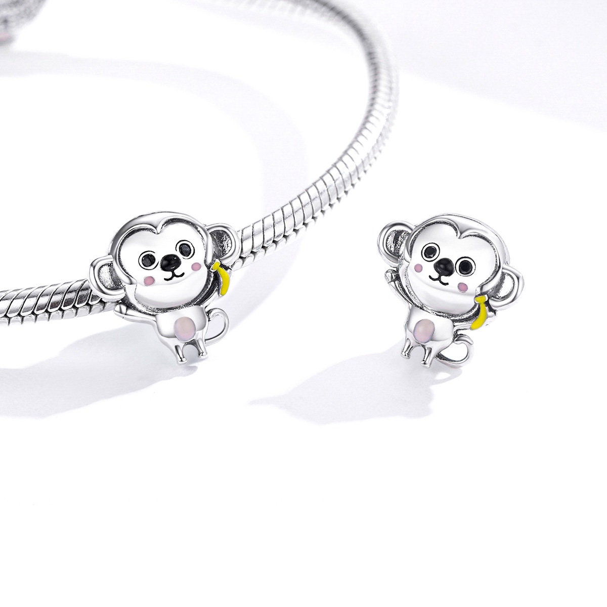 925 Sterling Silver Monkey With Banana Bead Fits European | Etsy