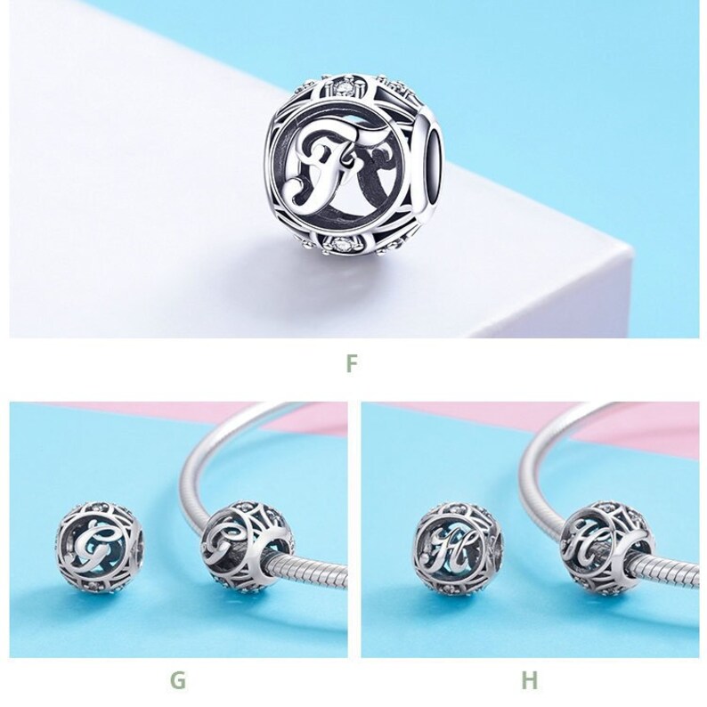 925 Sterling Silver Initial Charm Bead for European Charm - Etsy
