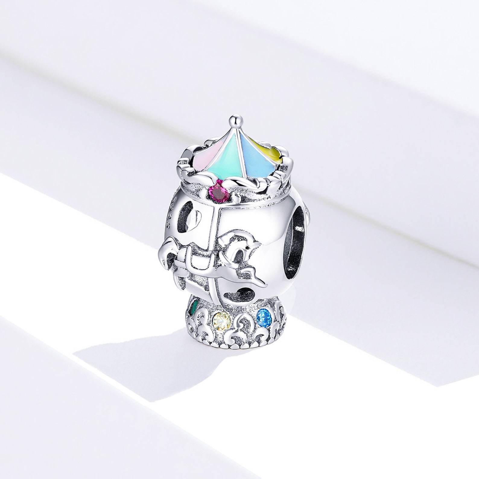 925 Sterling Silver Enamel Merry-go-around Charm Bead Fits | Etsy