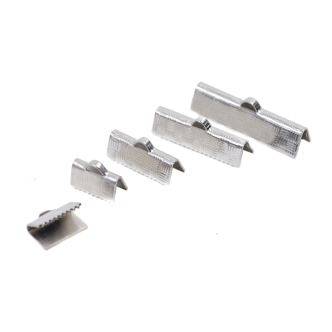 20 Pcs Stainless Steel Ribbon Clip Clamp Cord Crimp End Cap Tip ...