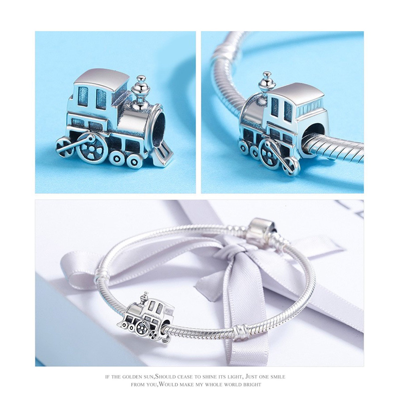 925 Sterling Silver Train Bead Fits European Charm Bracelet | Etsy